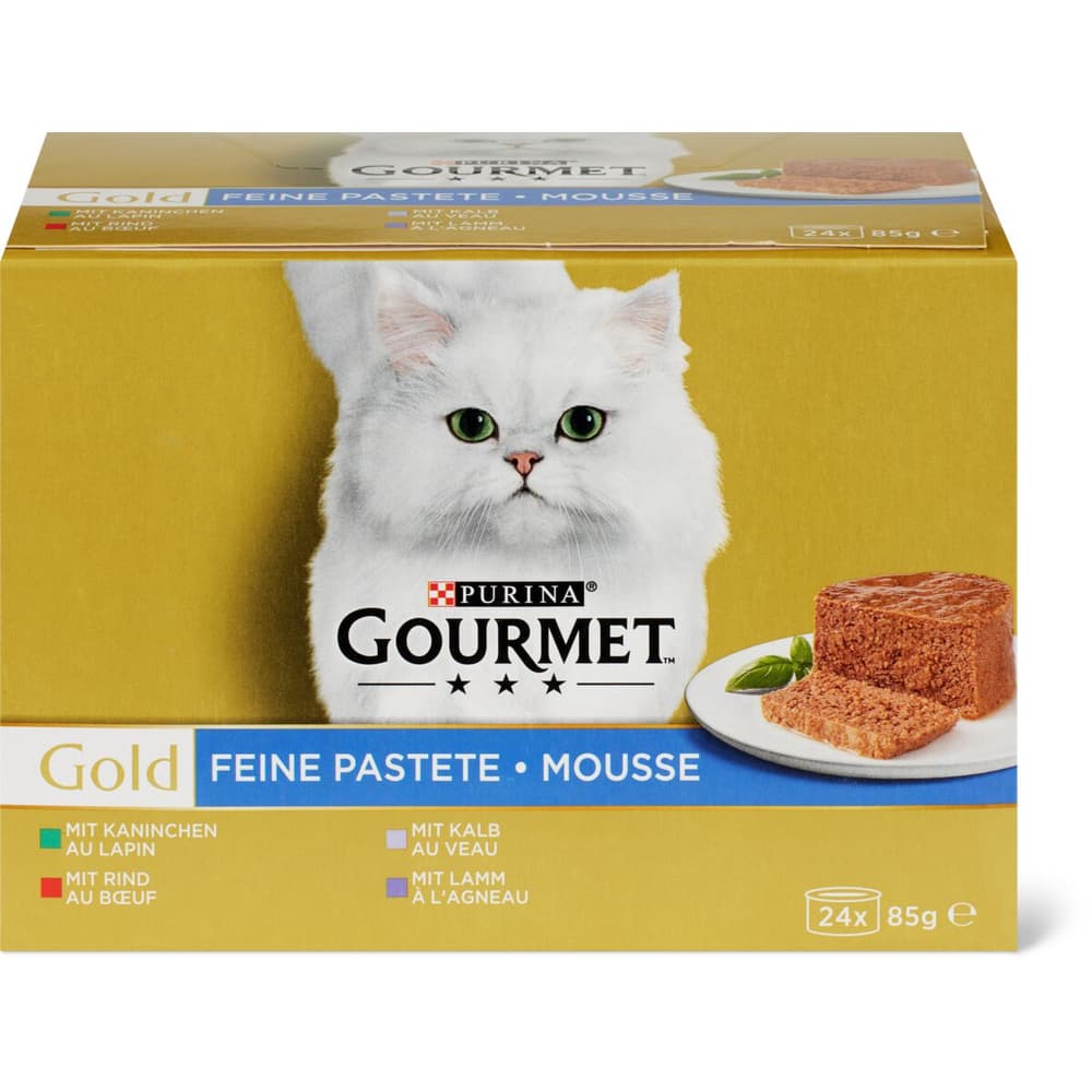 Gourmet Gold · Paté delicato · coniglio, manzo, vitello, agnello • Migros