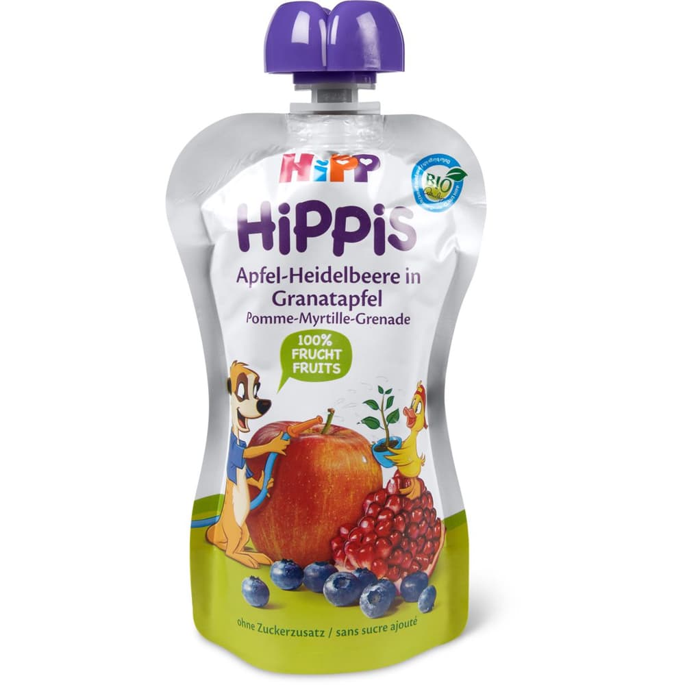 Kaufen HiPP Hippis · Quetschbeutel · Apfel-Heidelbeere mit Granatapfel • Migros