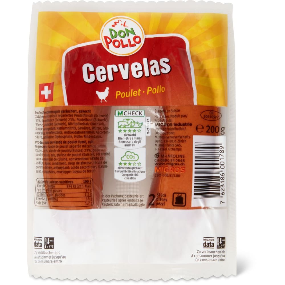 Don Pollo · Chicken cervelas • Migros