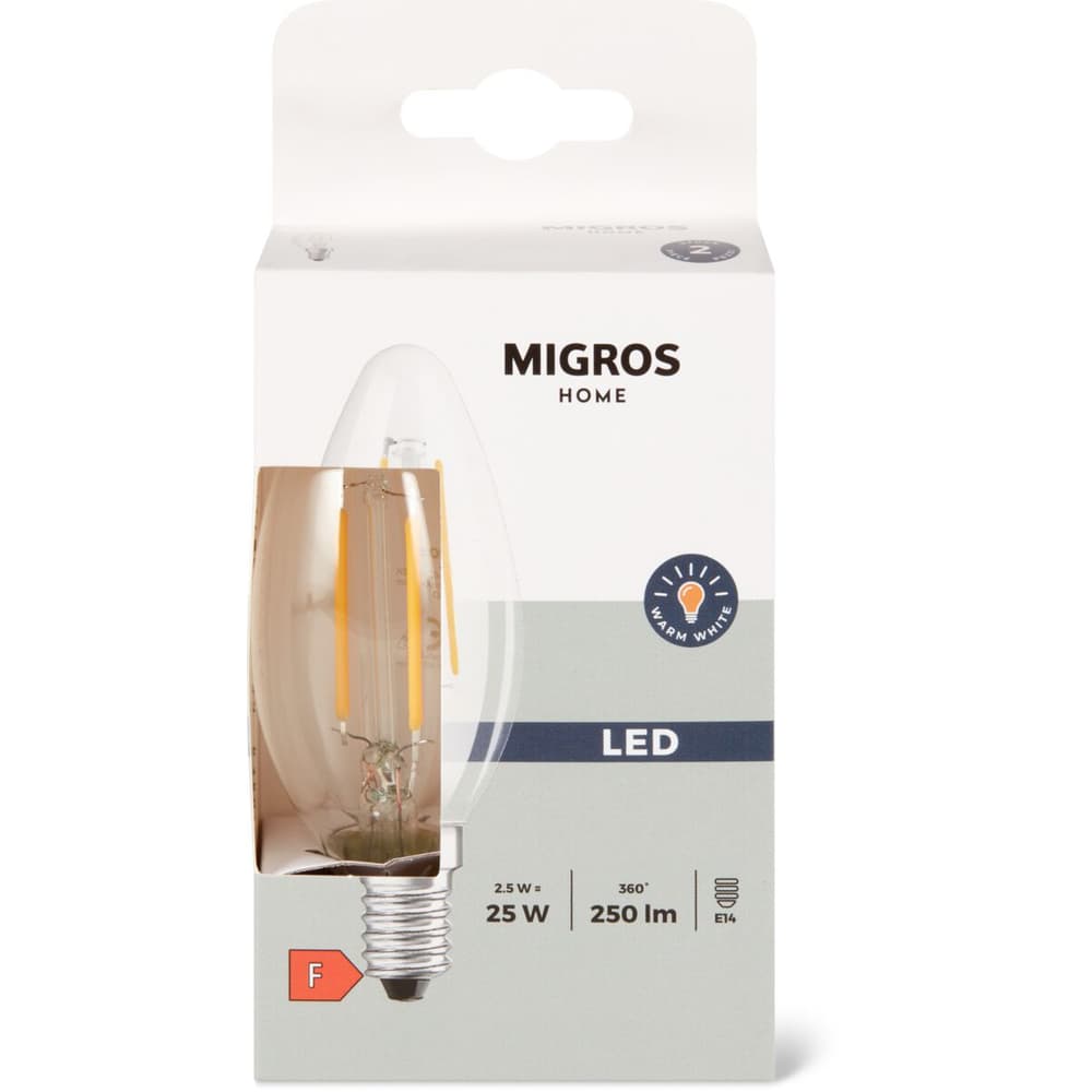 Migros Home · Leuchtmittel LED · KLAR B 25W E14 • Migros