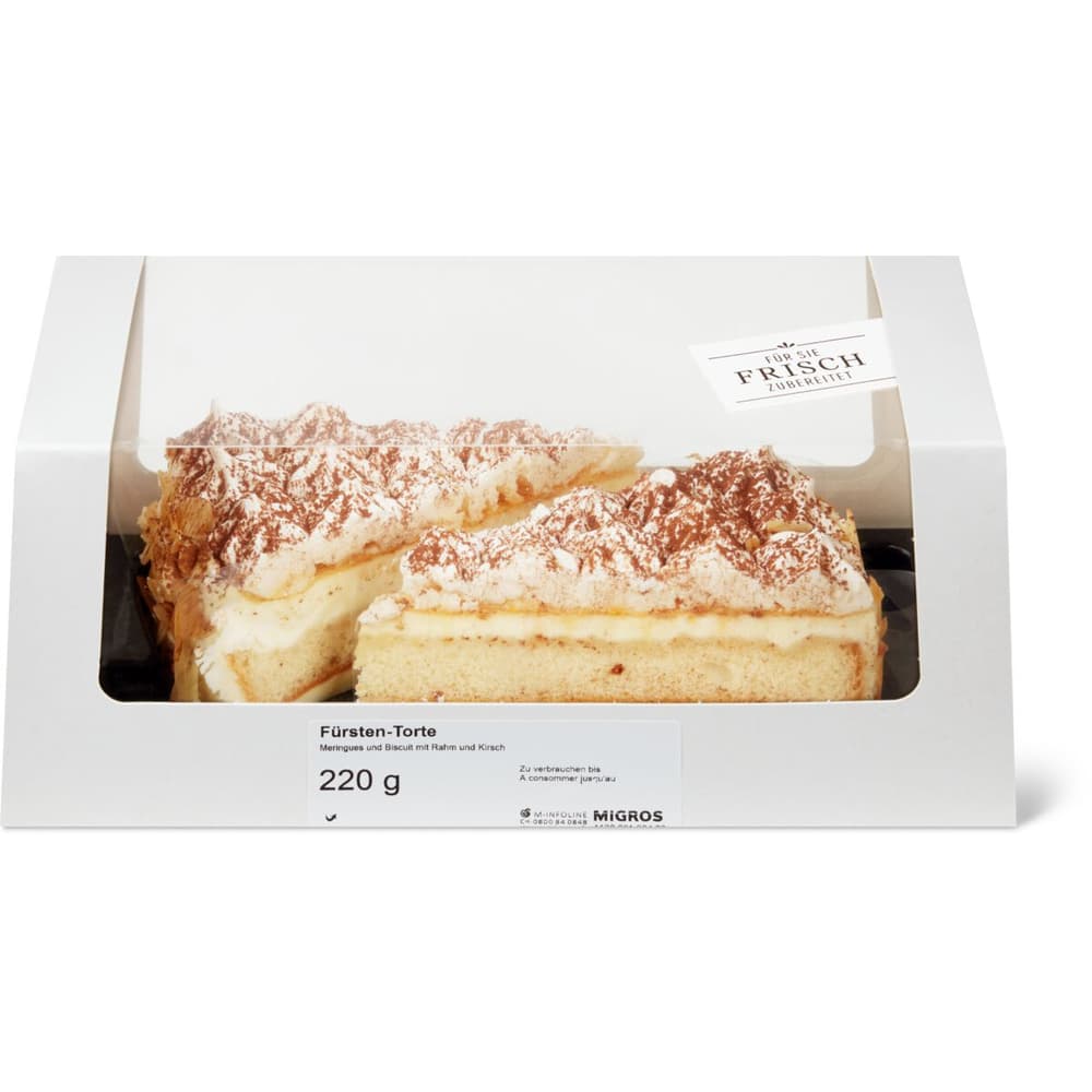 Frisch zubereitet · Fürstentorte • Migros