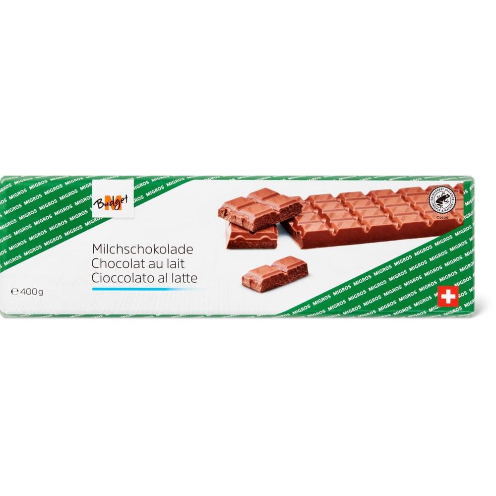 M-Budget · Chocolate bars · milk chocolate • Migros