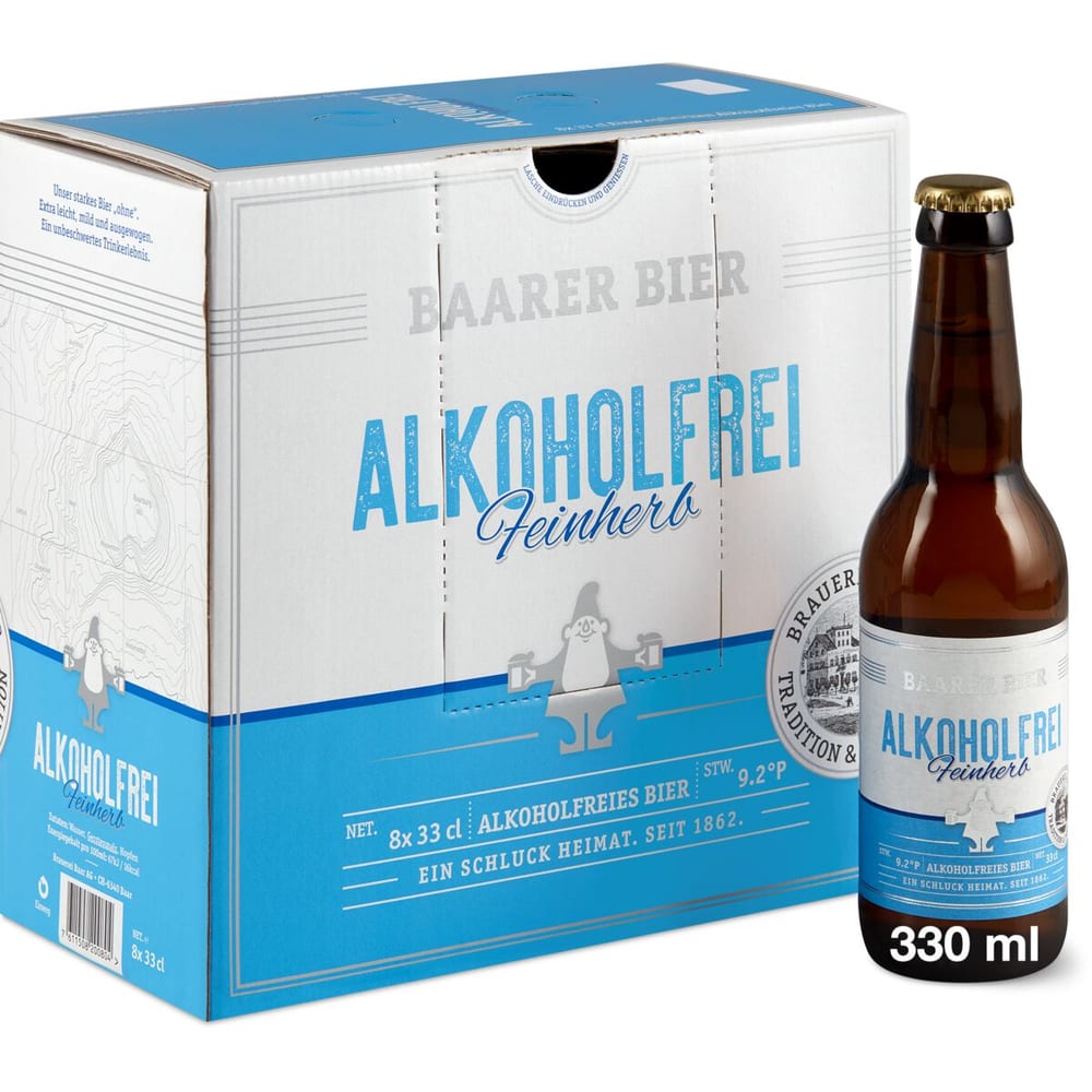 Baarer Bier · Lager beer · Alcohol free • Migros