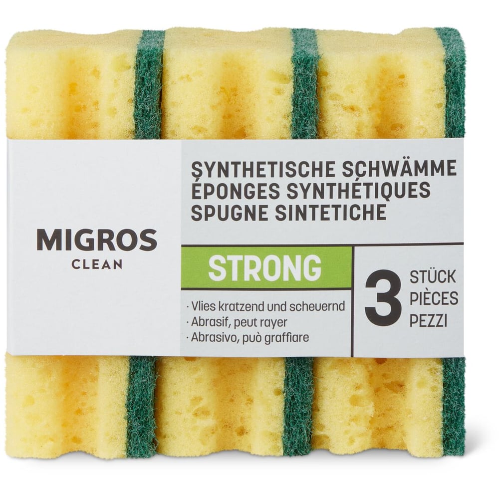 Migros Clean · Synthetic sponges · Strong • Migros