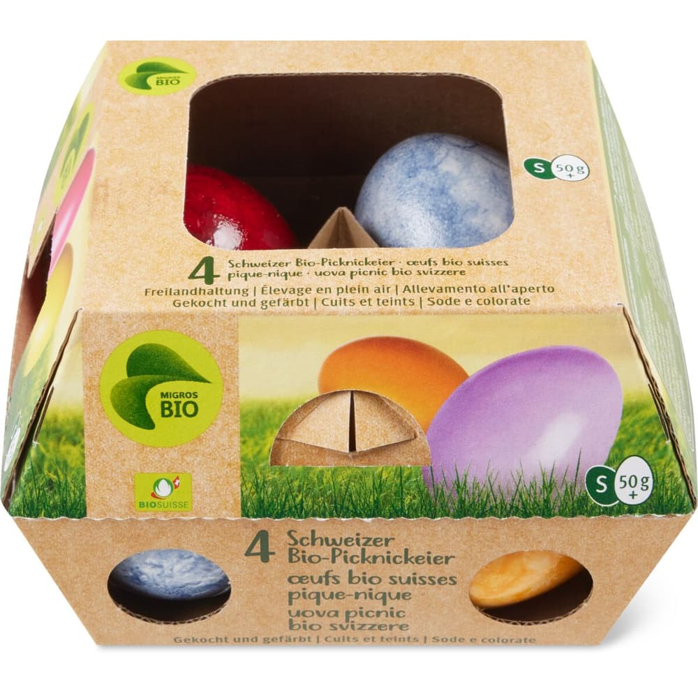 Migros Bio · Swiss eggs S · free-range, boiled and colored • Migros