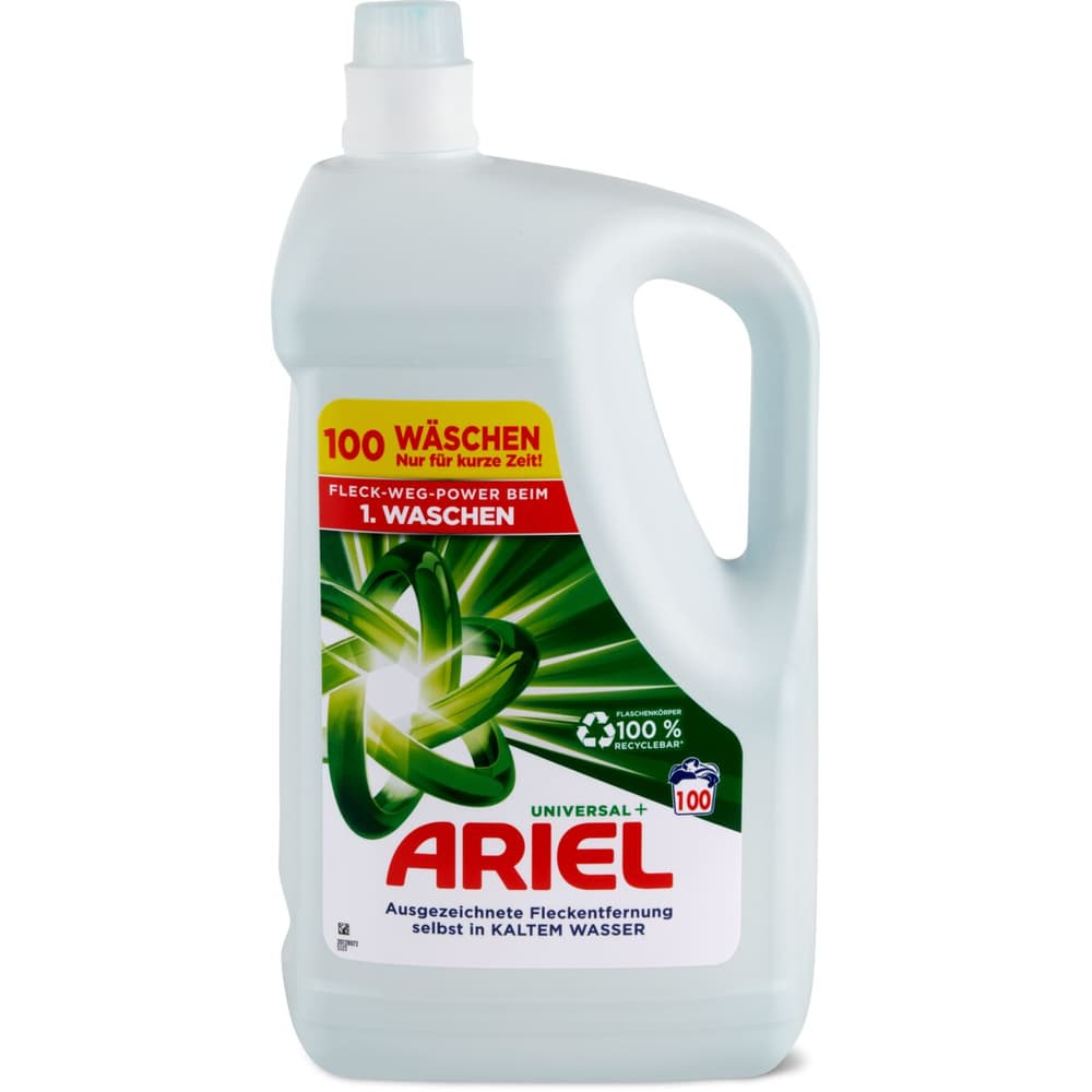 Ariel Universal + · Lessive liquide · 100 lessives • Migros Online