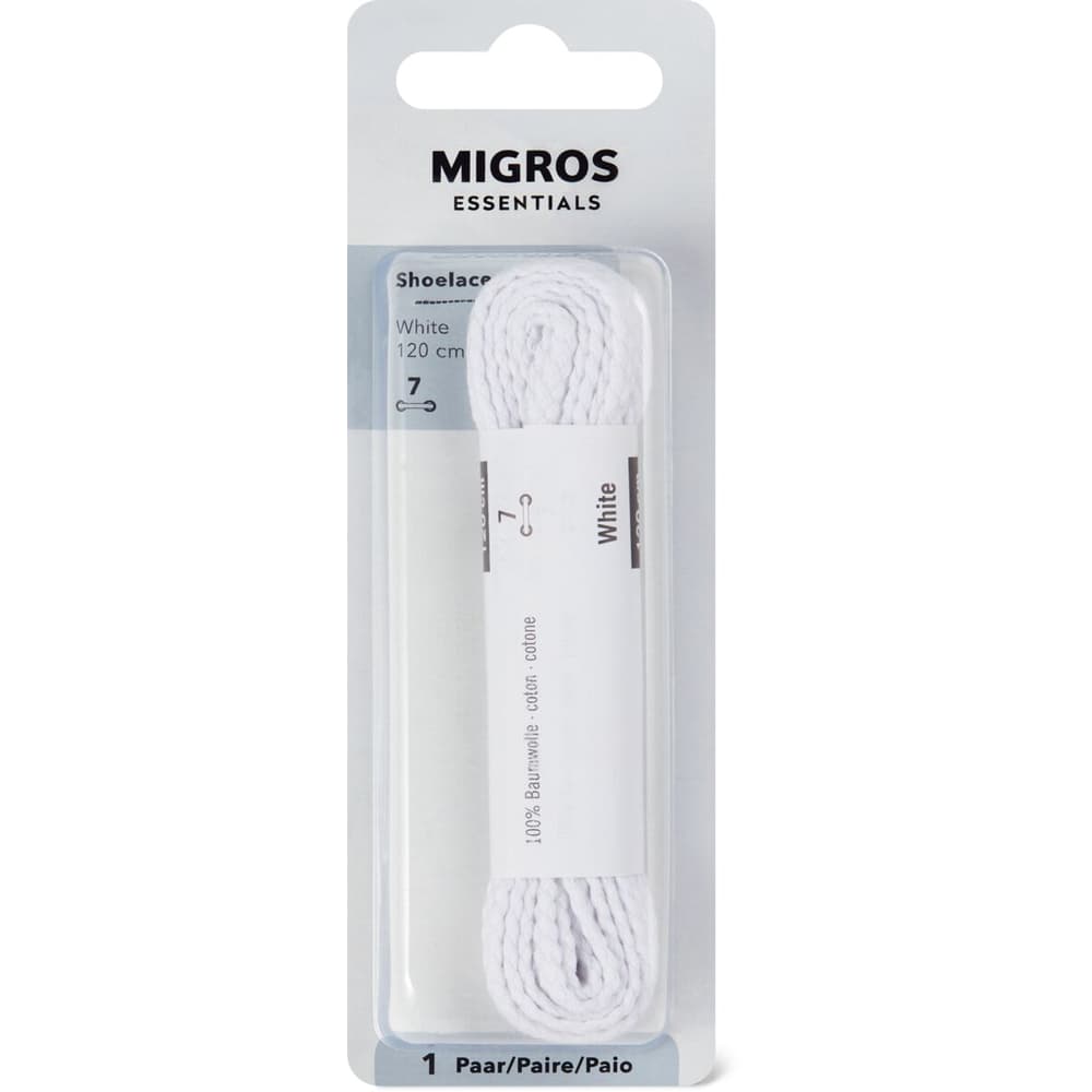 Lacet plat white 120cm • Migros