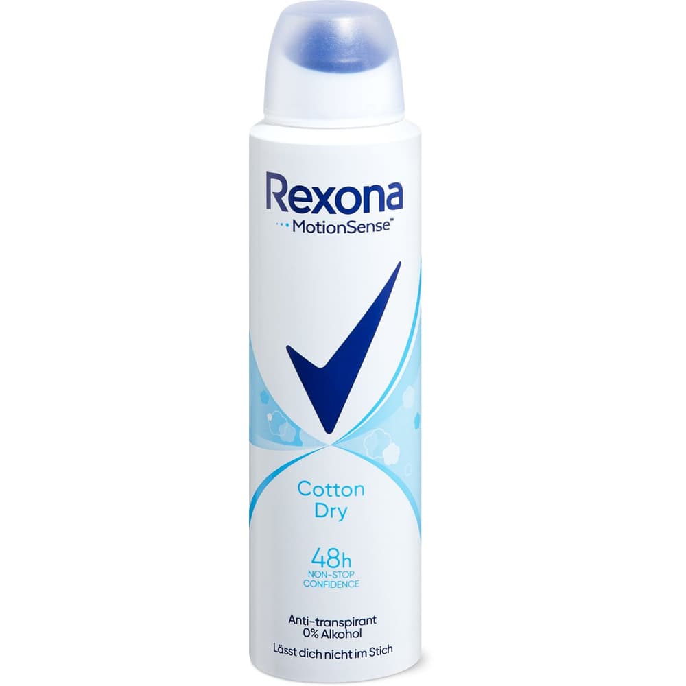 Rexona Cotton Dry · Spray deodorant · 48h, 0% alcohol • Migros Online