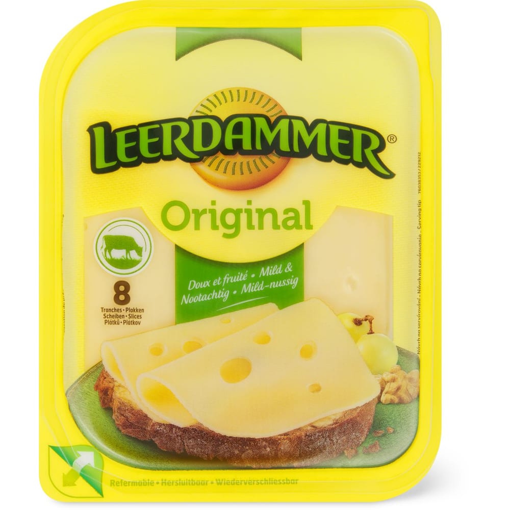 Leerdammer Original · Semi-hard cheese · 8 slices • Migros