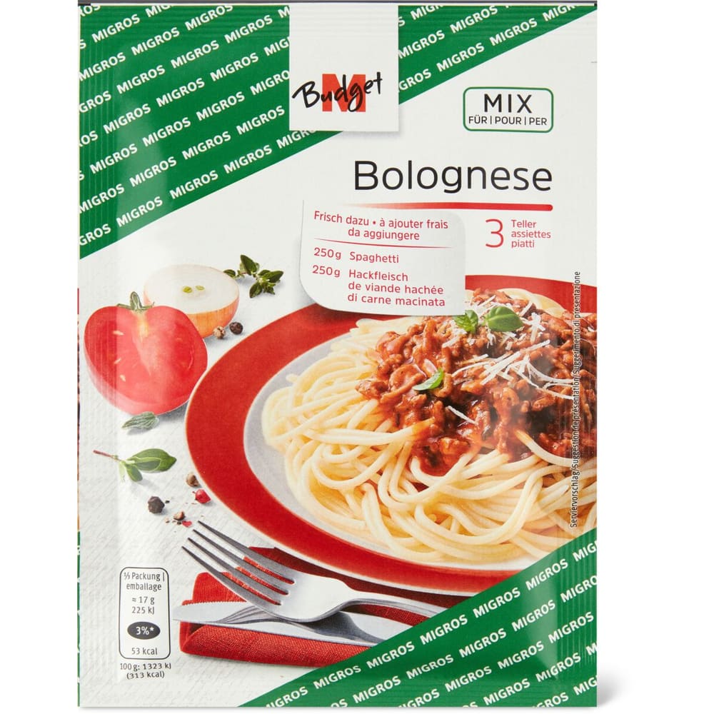 M-Budget · bolognese mix · for pasta • Migros