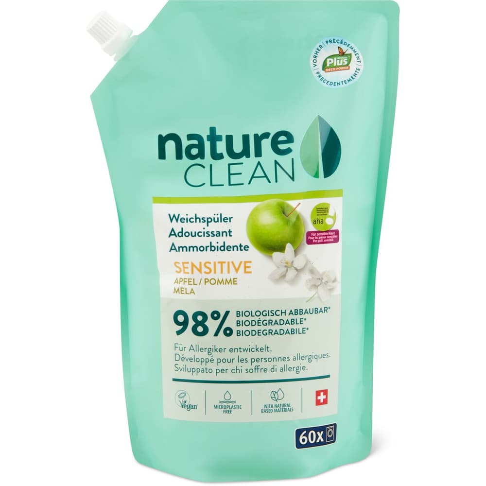 Nature Clean Sensitive · Fabric softener · 60 wash cycles, apple • Migros
