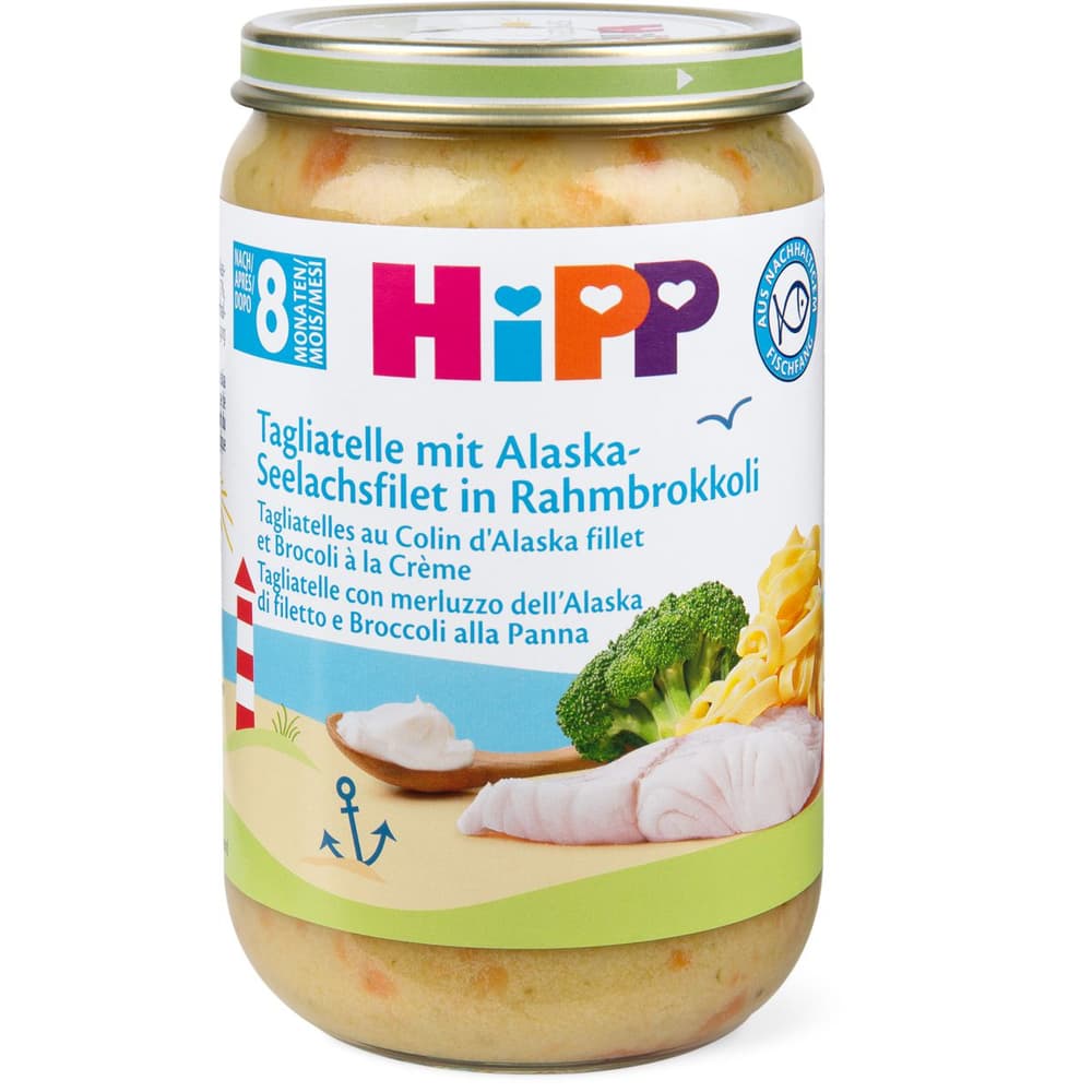 HiPP Bio · Babygläschen mit Alaska-Seelachsfilet Tagliatelle in ...