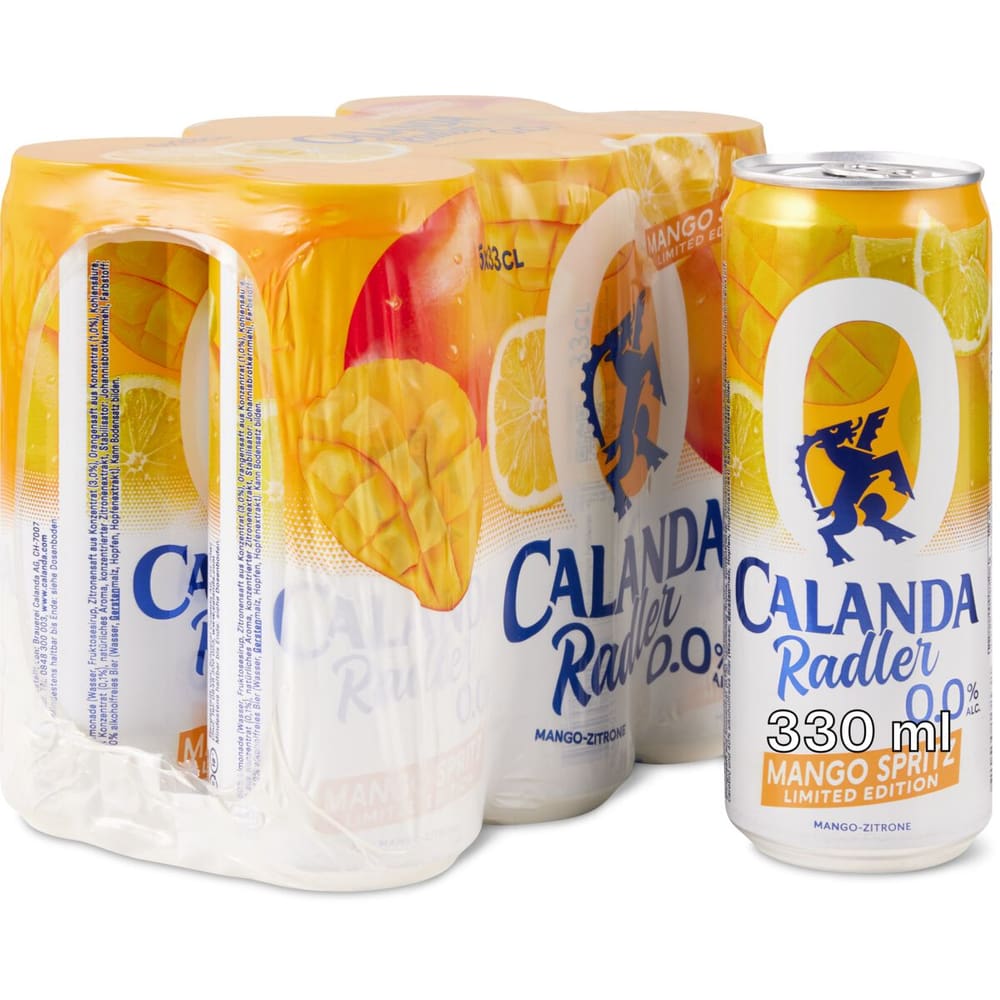 Calanda Radler 0.0% · Bière sans alcool · Mango Spritz • Migros Online