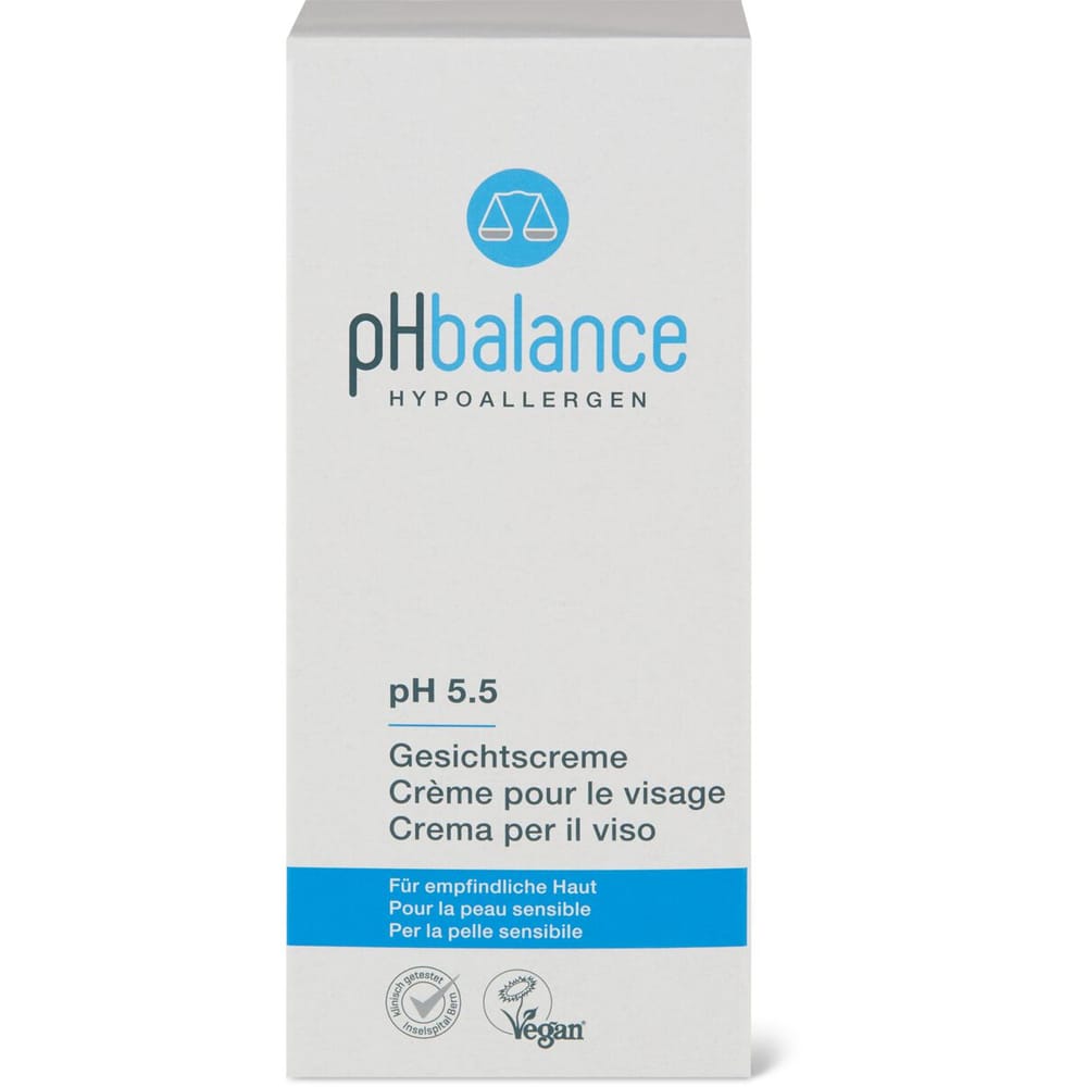 pH balance · Gesichtscreme pH 5.5 · Für empfindliche Haut • Migros