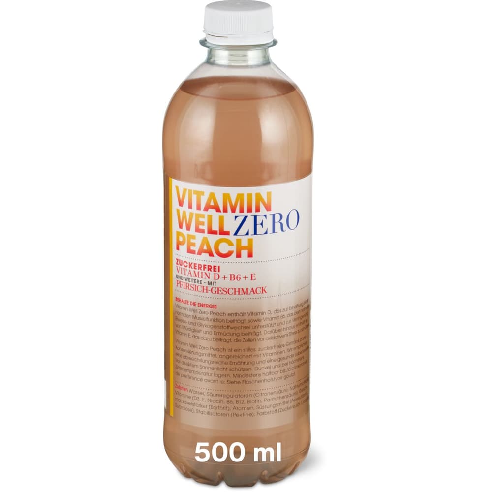 Vitamin Well Zero · Vitamin Wasser · Pfirsich • Migros