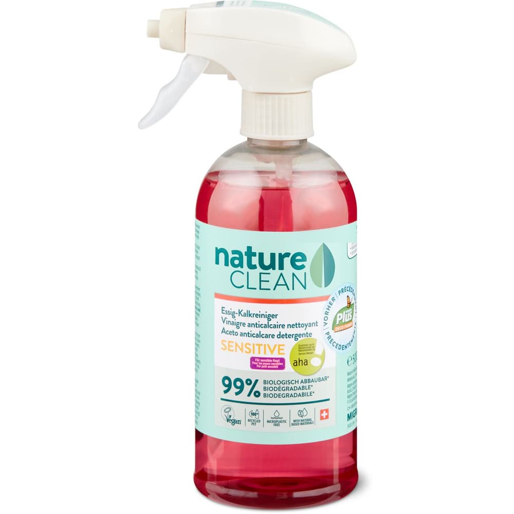 Nature Clean Sensitive aha! · Limescale cleaner spray · Vinegar • Migros