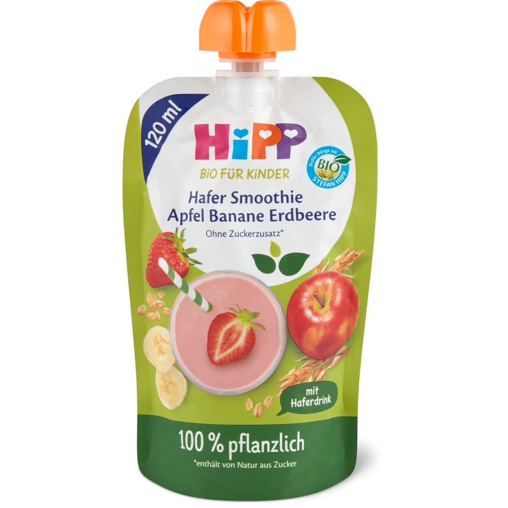 HiPP Bio Hippis · Squeeze pouches for babies apple, banana, strawberry & oats · From 12 months ...