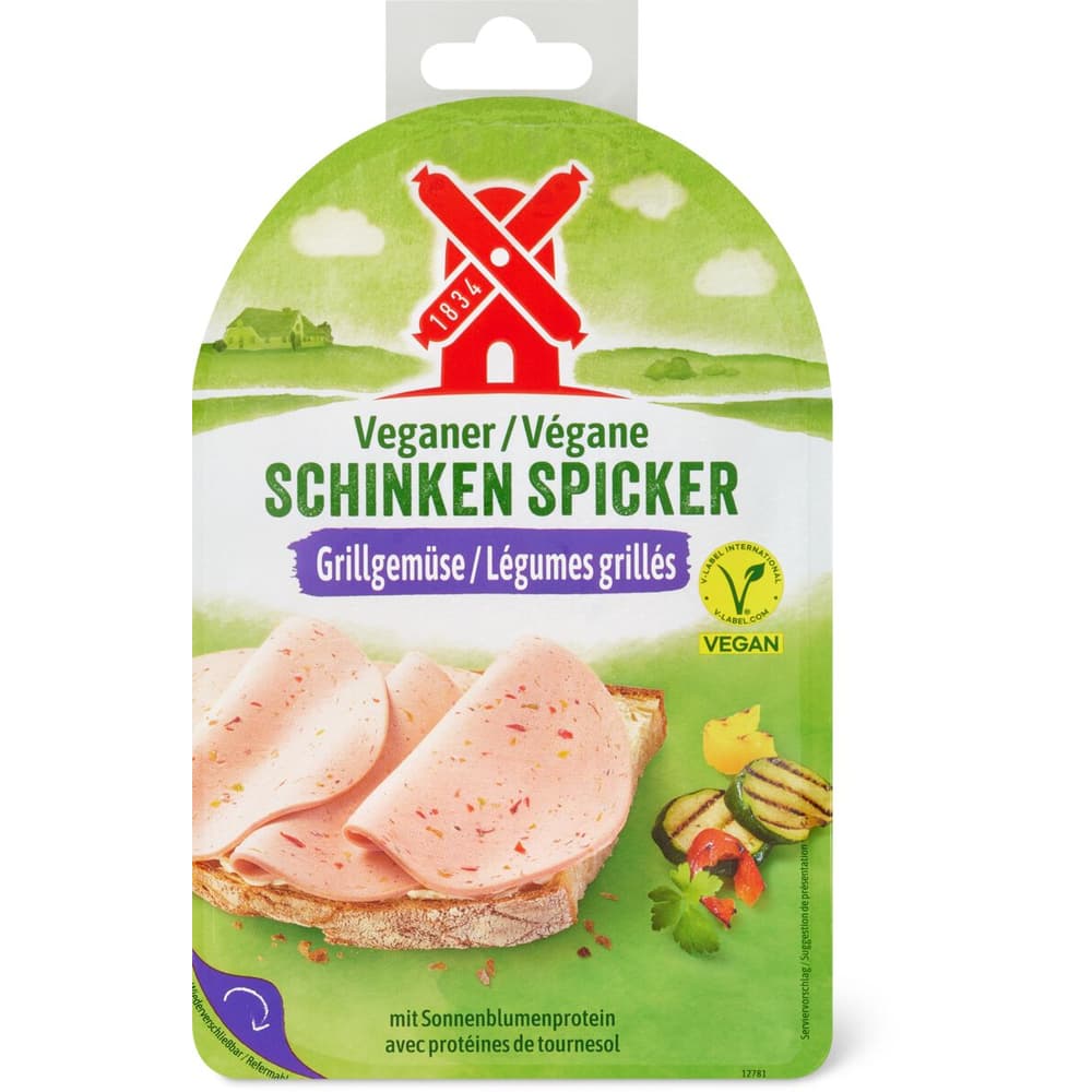 Rügenwalder Mühle · Spicker vegan ham · Grilled vegetables • Migros