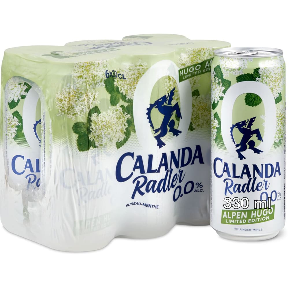 Calanda Radler 0.0% · Alcohol-free beer · Alpine Hugo • Migros Online