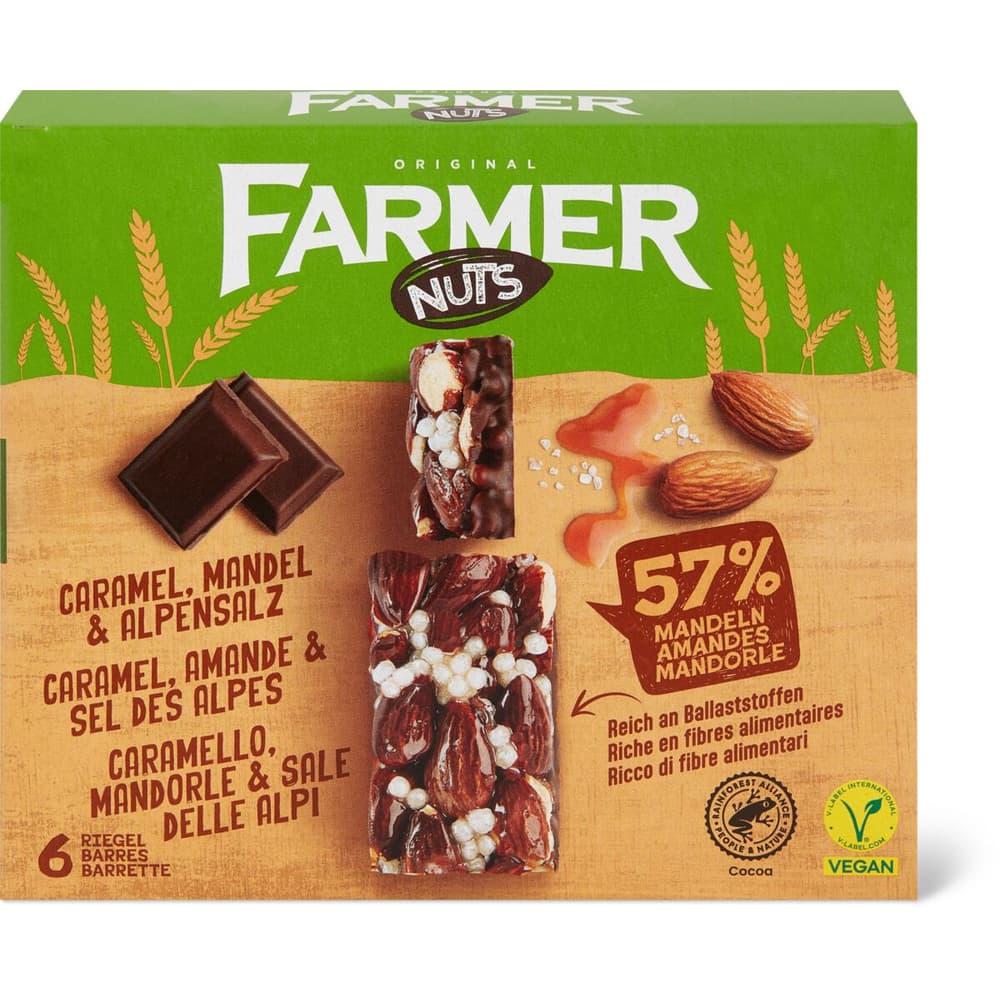 Farmer Nuts · Barre caramel, amande et sel des Alpes • Migros