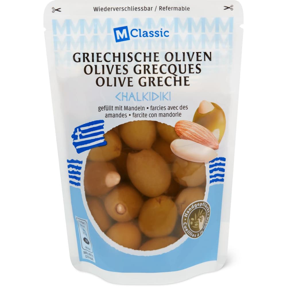 M-Classic · Grüne Oliven · Gefüllt mit Mandeln • Migros