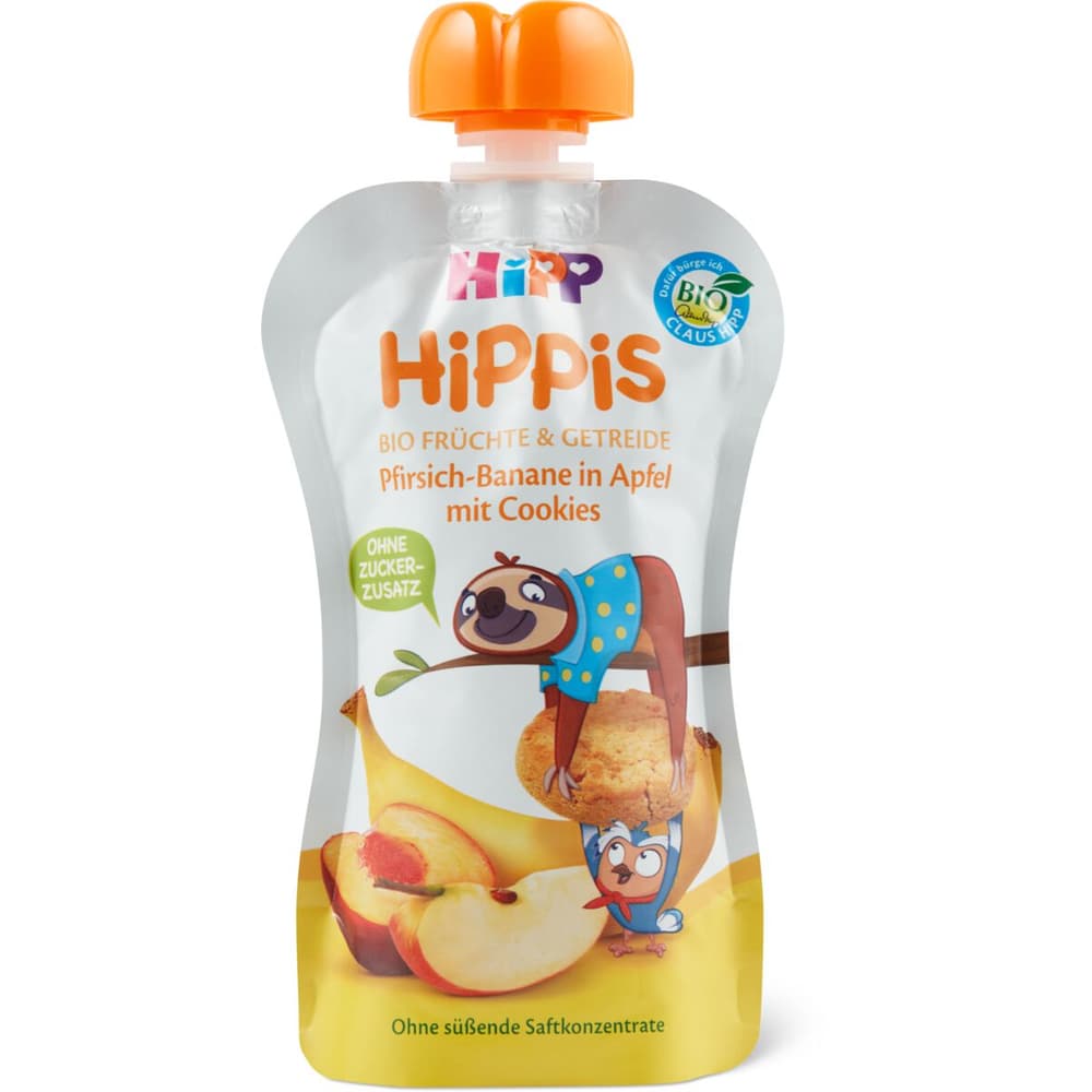 Buy HiPP Bio · Squeeze pouches for babies peach, banana, apple and cookie · From 12 months • Migros
