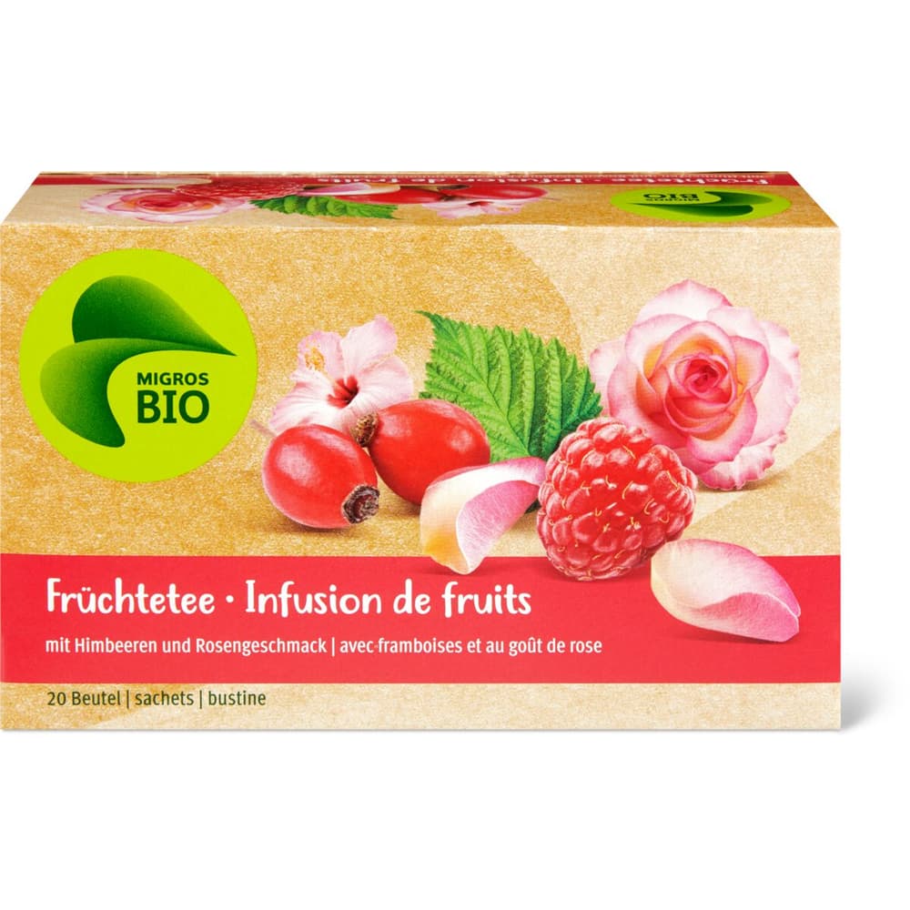 Migros Bio Früchte Tee Himbeere-Rose • Migros