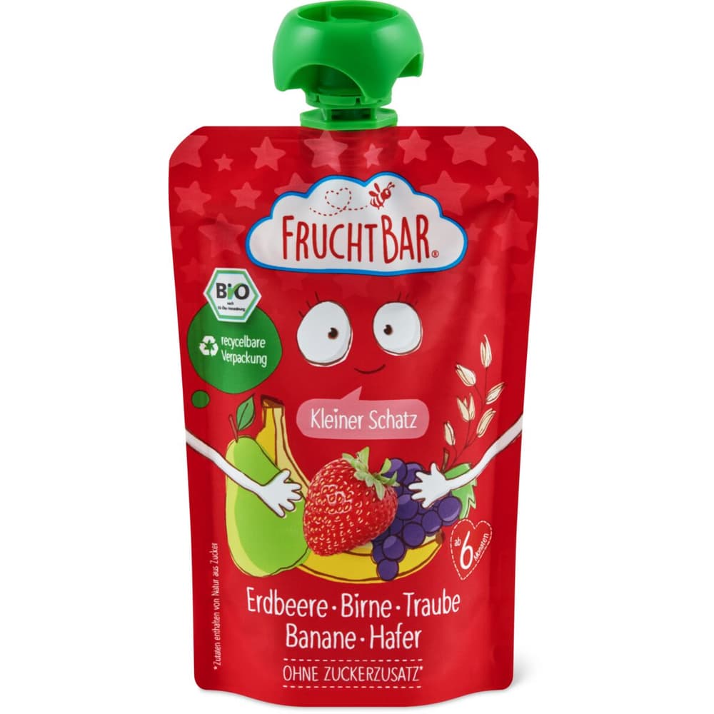 Fruchtbar Bio · Quetschbeutel für Babys, Erdbeere, Birne, Traube ...