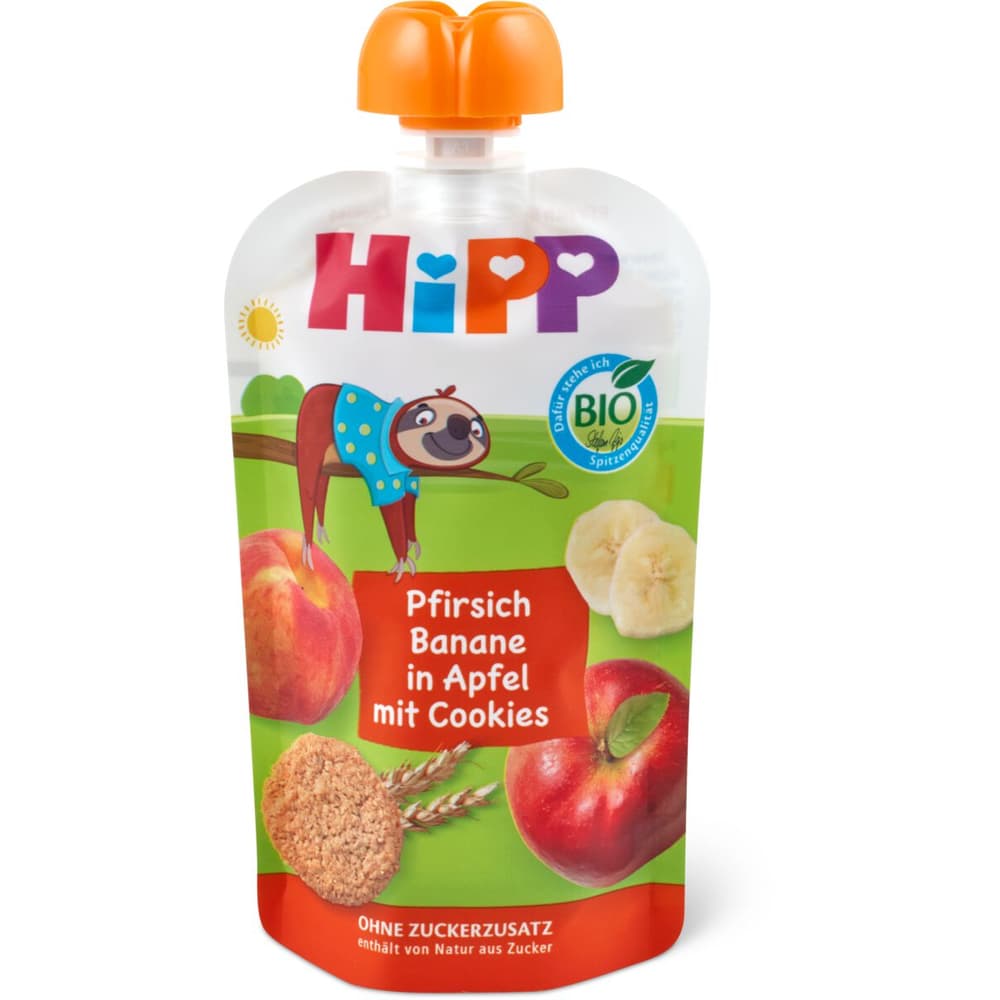 HiPP Bio · Quetschbeutel für Babys Pfirisch-Banane in Apfel mit Cookie · Ab 12 Monaten • Migros