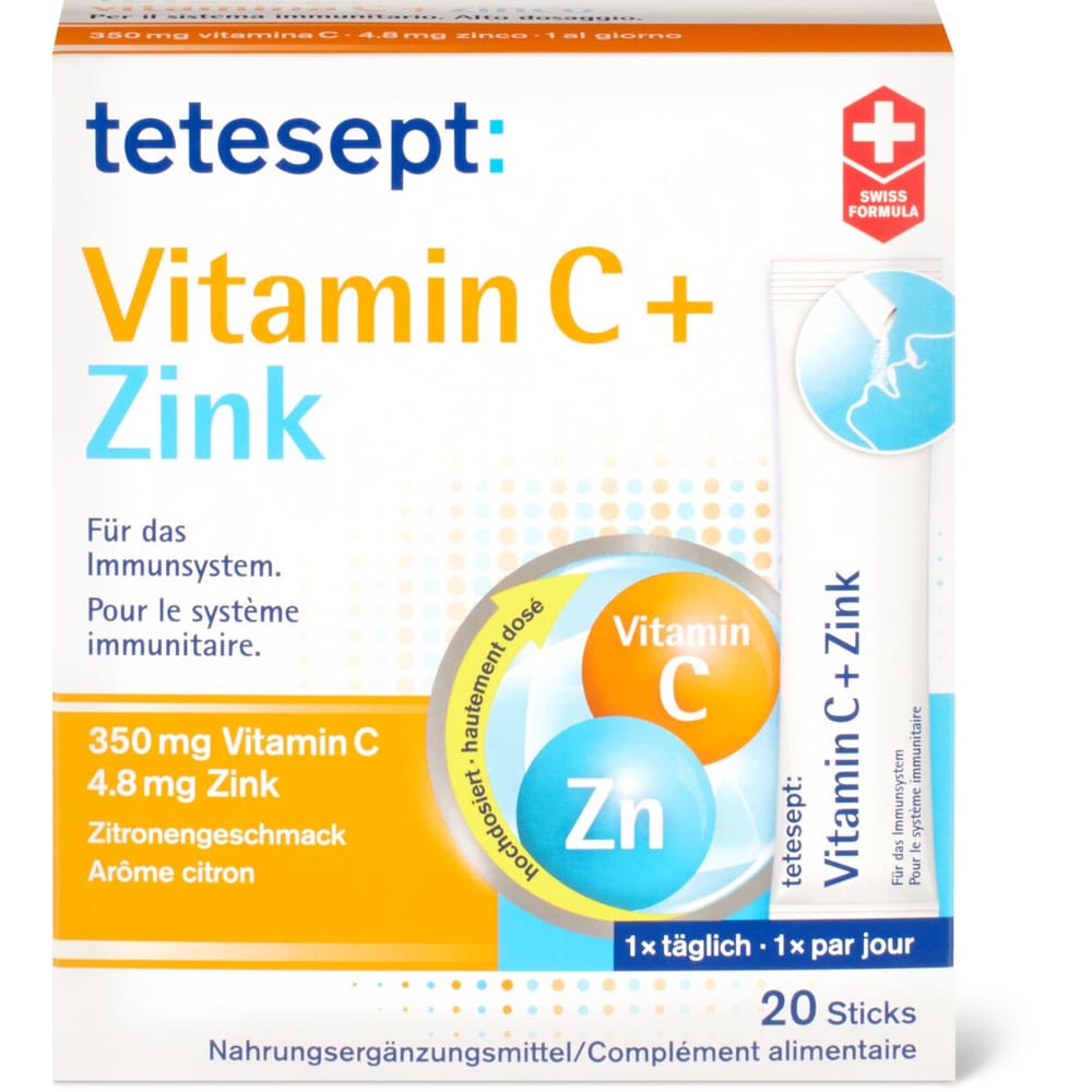 Buy tetesept vitamin C zinc direct sticks, 20 sticks • Migros