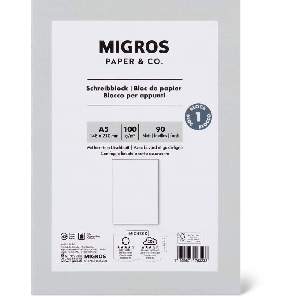 MIGROS PAPER & CO. · A5 Carta da lettere • Migros