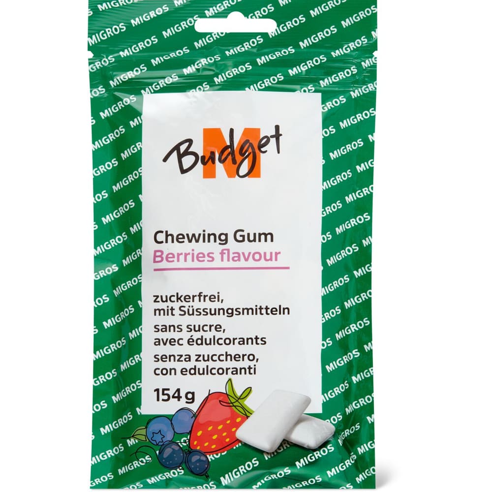 M-Budget · Chewing Gum · berries flavour • Migros