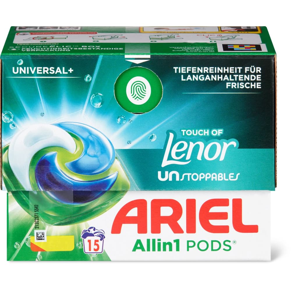 Ariel Universal + · Capsule detergent · 15 wash cycles • Migros