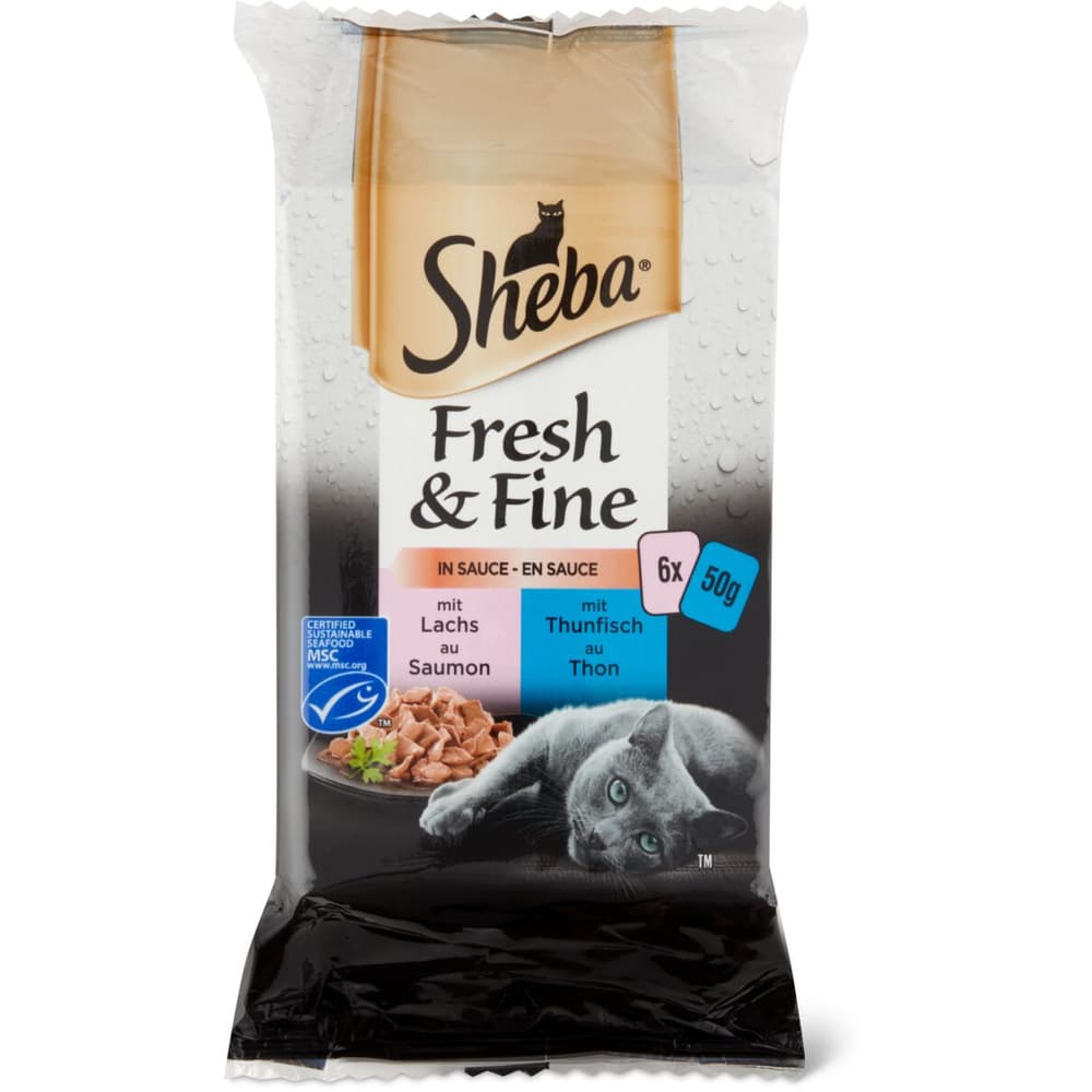 Sheba Fresh & Fine · affettati in salsa · Salmone e tonno • Migros