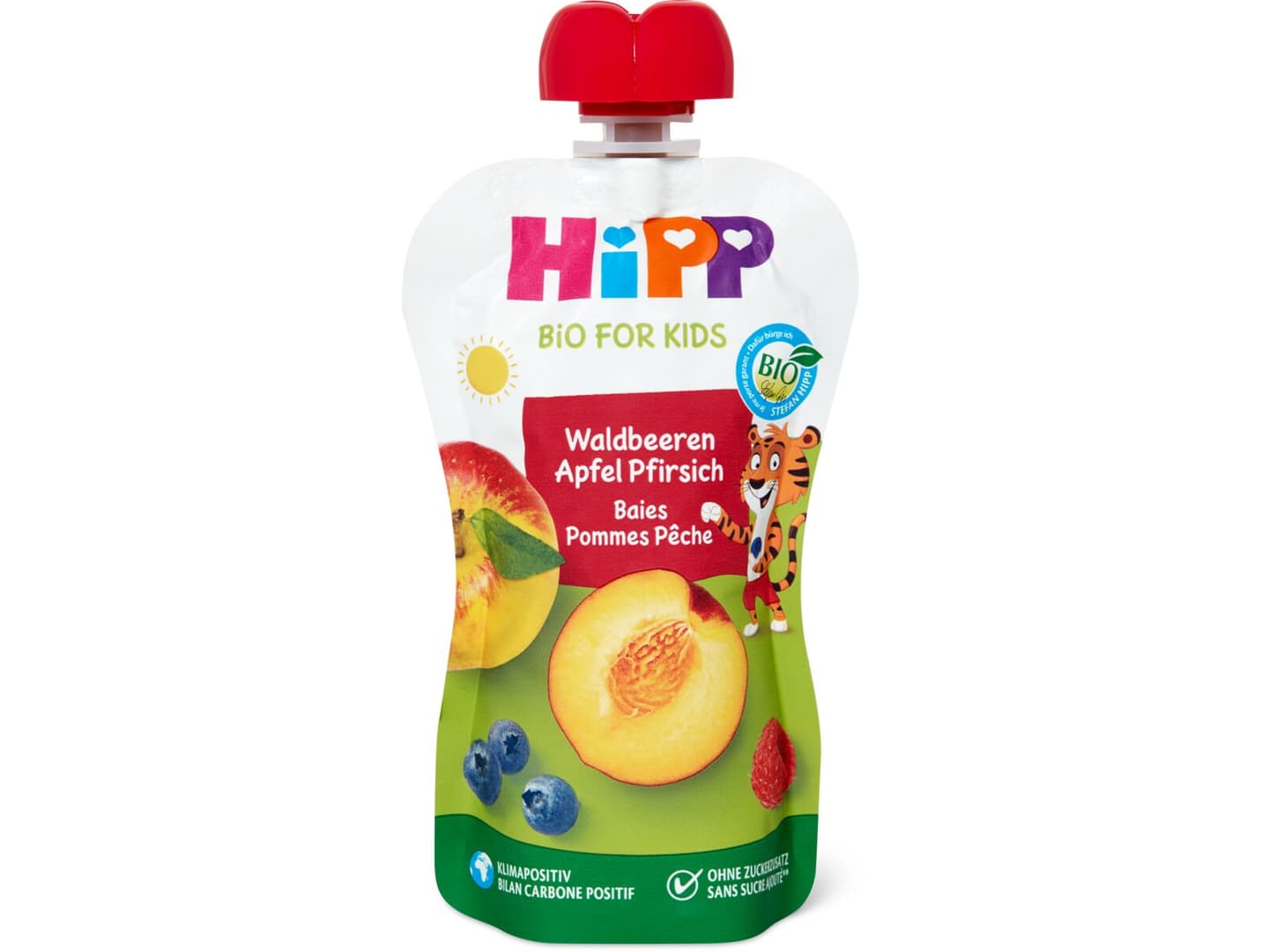 Kaufen HiPP Bio · Quetschbeutel Waldbeeren in Apfel-Pfirsich · ab 1 Jahr • Migros
