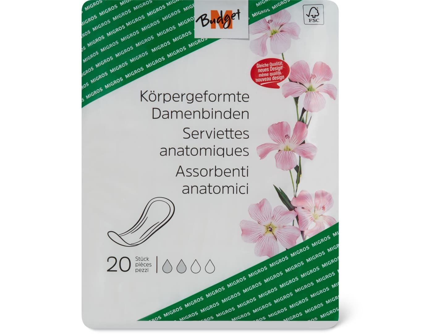 Kaufen M-Budget · Körpergeformte Damenbinden • Migros