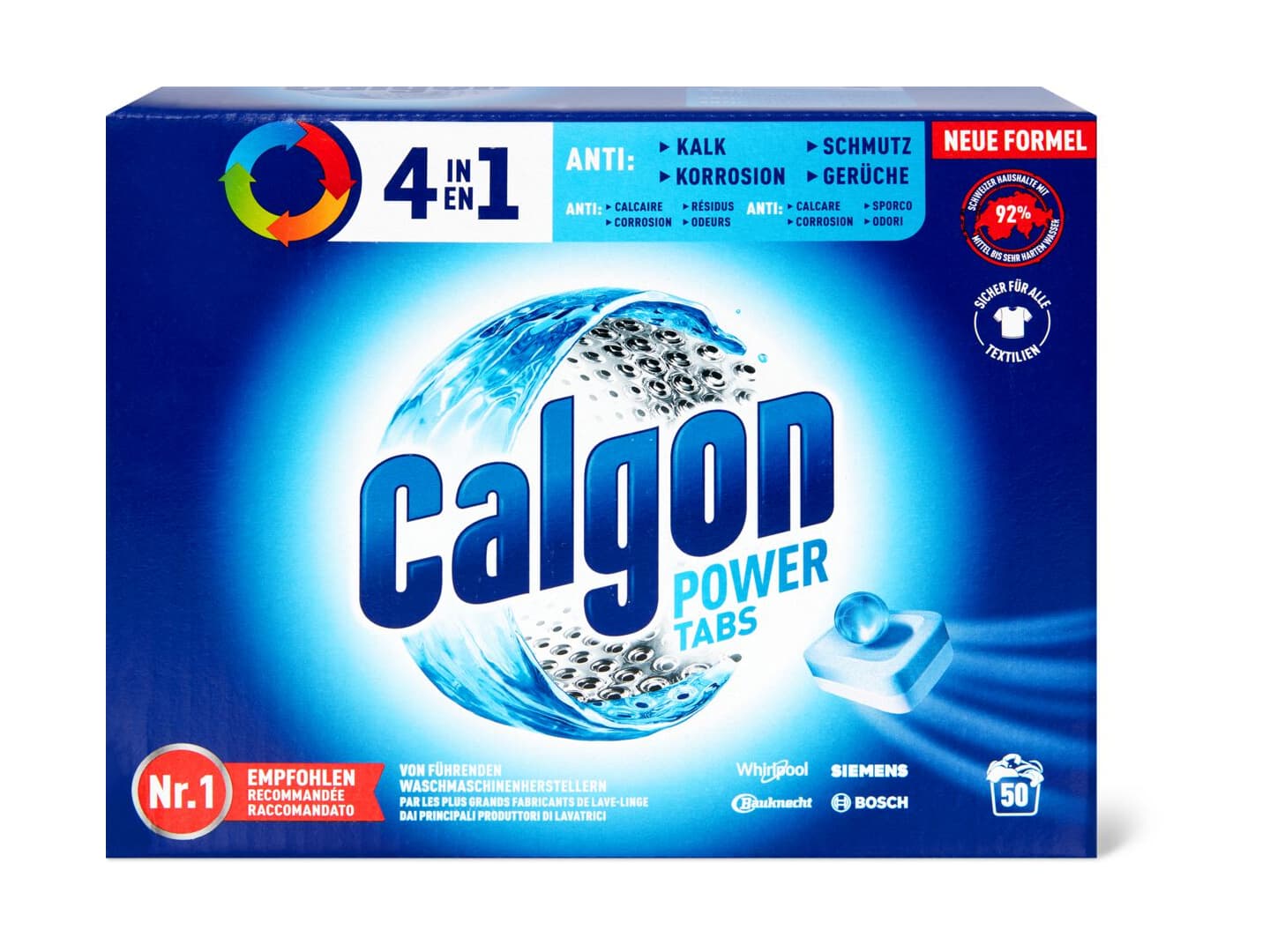 Buy Calgon Power Tabs · Anti-limescale Tabs · 4-IN-1, 50 washes • Migros