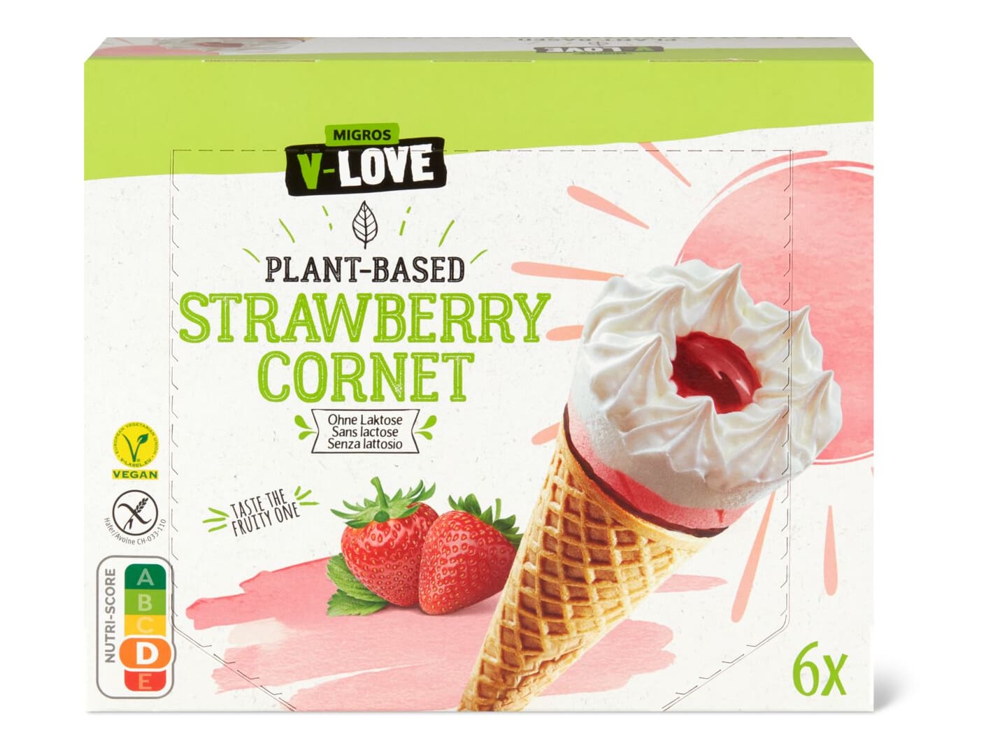 Kaufen V-Love · Pflanzliches Waffeleis · Erdbeere • Migros