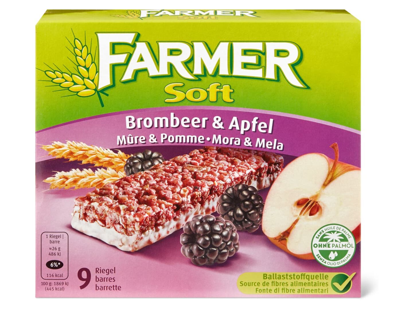 Kaufen Farmer Soft · Getreideriegel · Brombeer & Apfel • Migros
