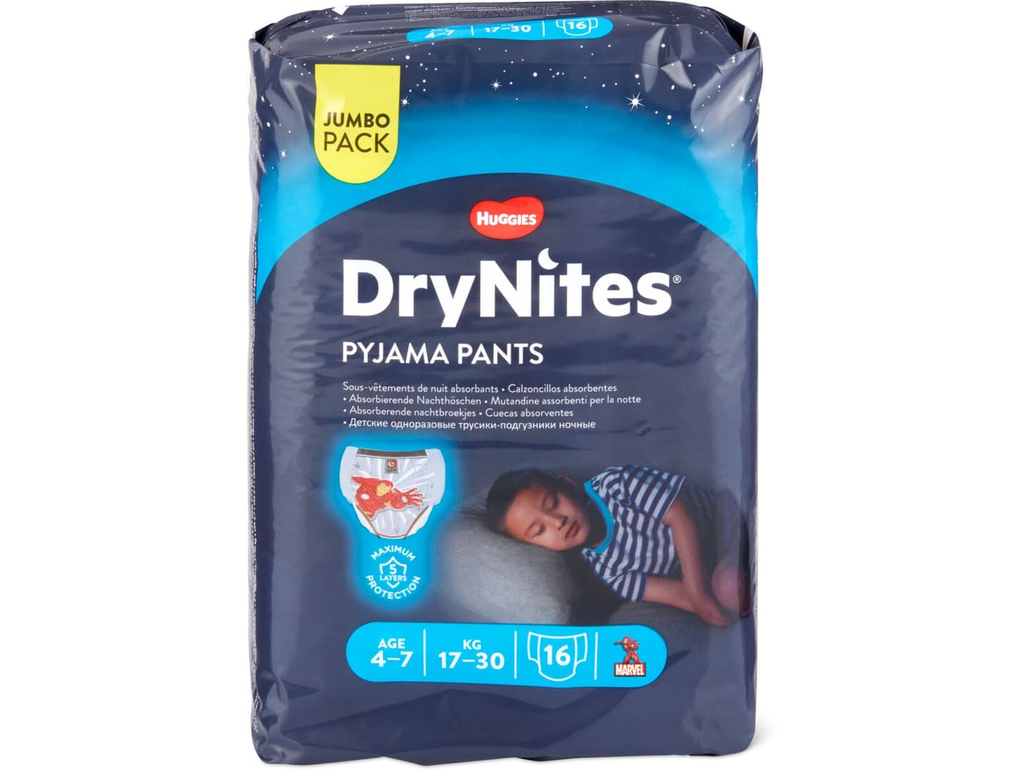 Achat Huggies DryNites · Couches de nuit · 4 à 7 ans, 17-30 kg • Migros