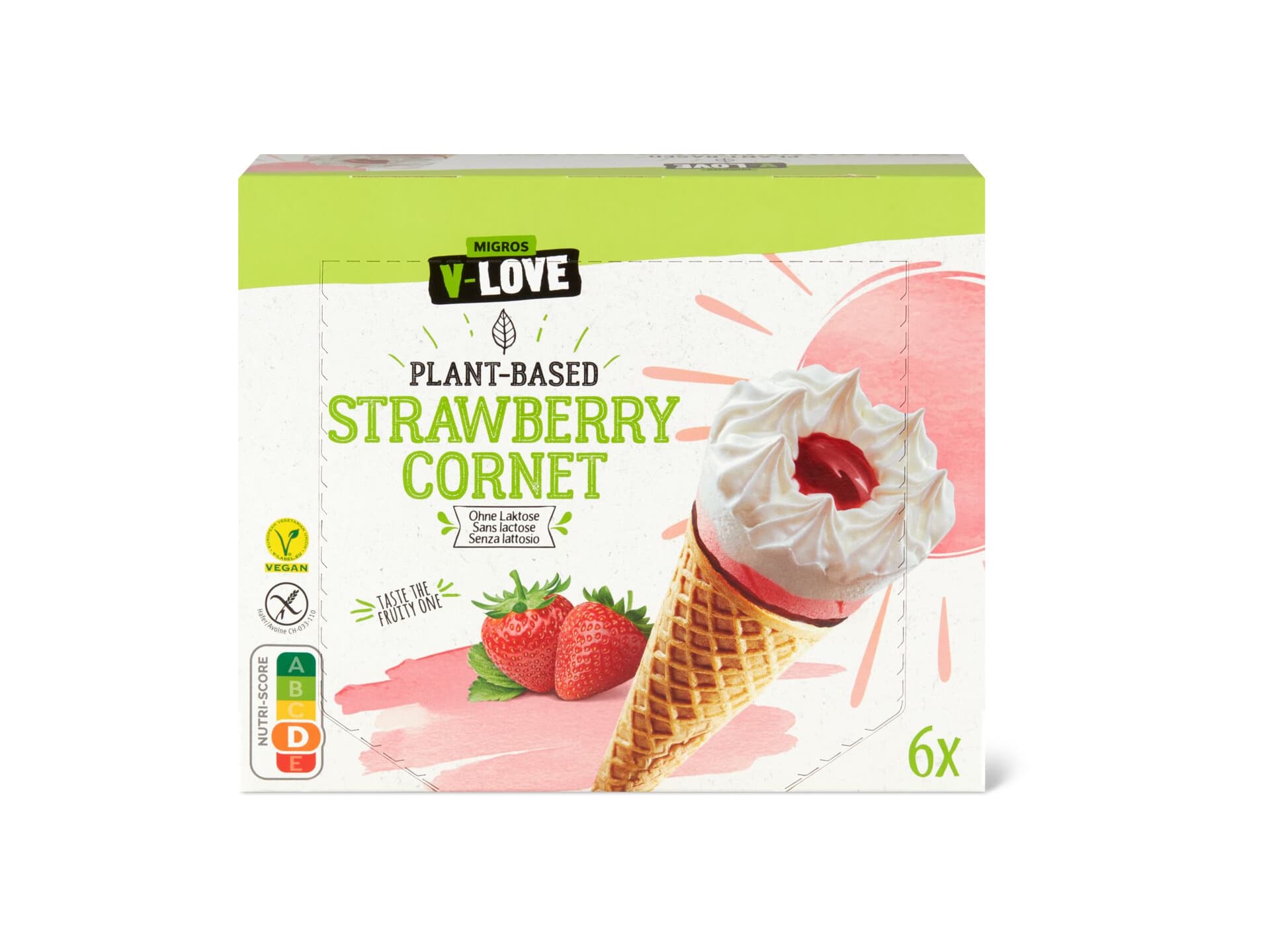 Kaufen V-Love · Pflanzliches Waffeleis · Erdbeere • Migros