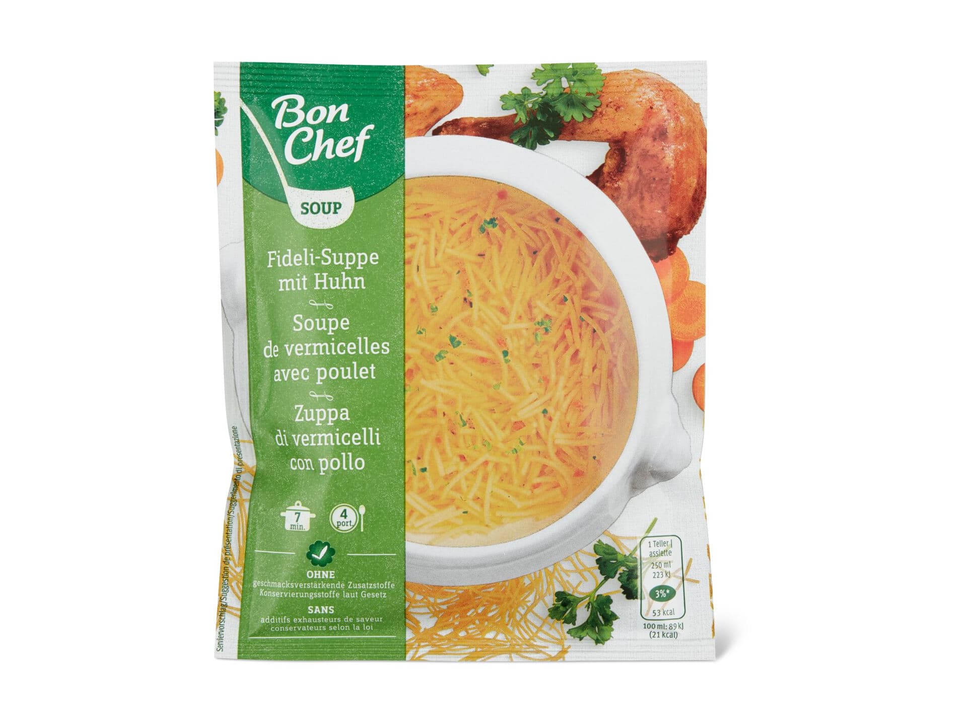 Kaufen Bon Chef · Suppe getrocknet · Huhn mit Fideli • Migros