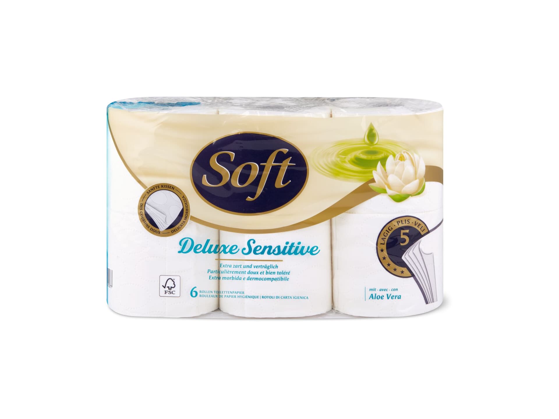 Buy Soft Deluxe Sensitive · Toilet paper · Balm with aloe extract • Migros