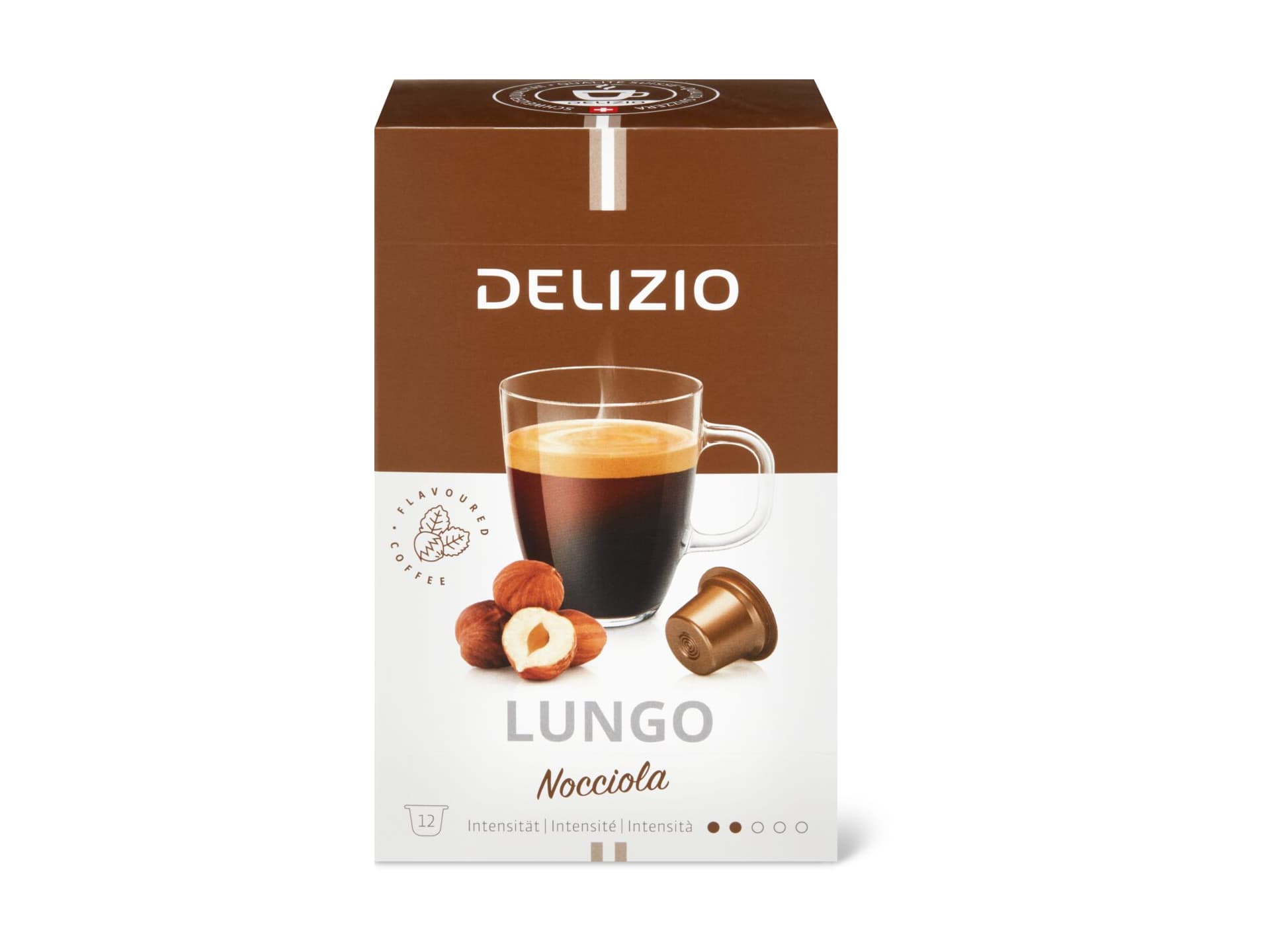 Achat Delizio · Capsules de café · Lungo Noisette • Migros