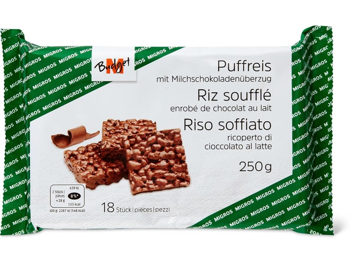 M-Budget · Puffreis mit Milchschokoladenüberzug • Migros