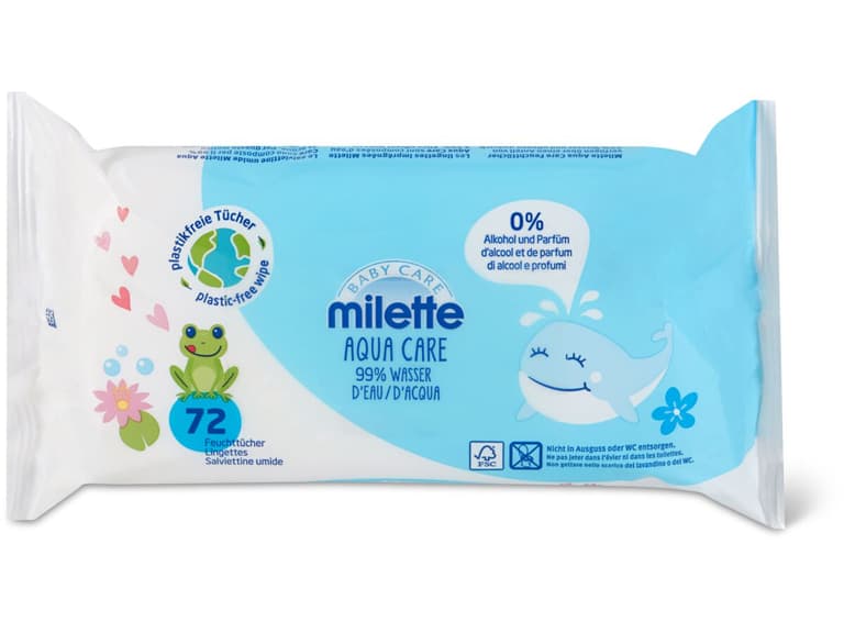 Achat Milette Baby Care · Lingettes humides pour bébés · Aqua care • Migros