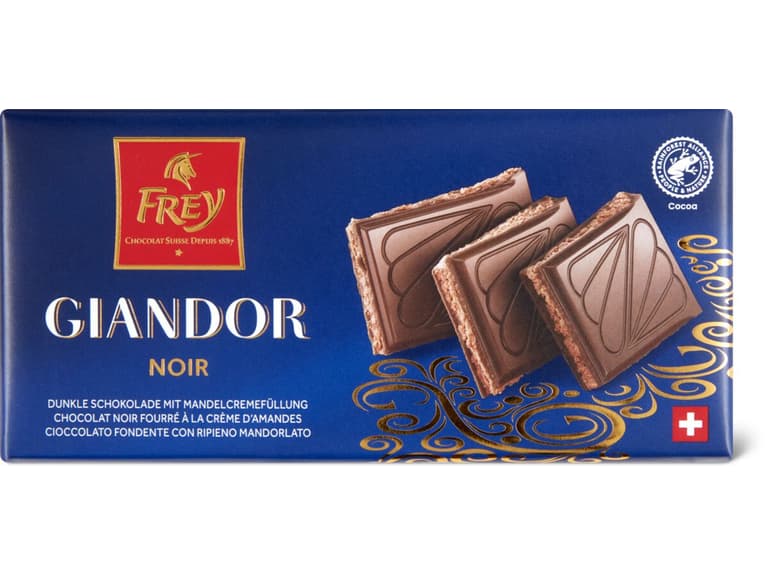 Kaufen Frey Giandor · Tafelschokolade · Dunkel, Mandelcremefüllung • Migros