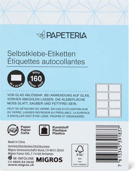 Produktkauf Papier & Etiketten • Migros
